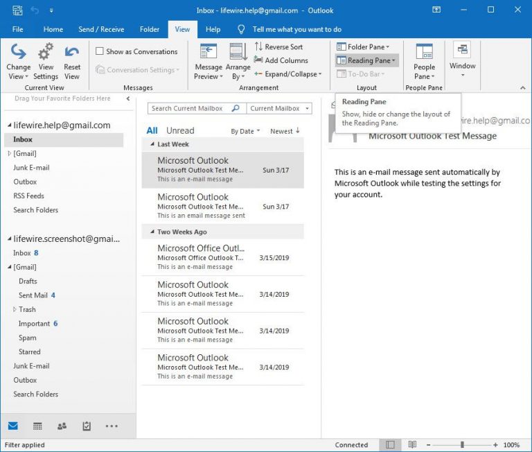 reading pane outlook | CLASS Training